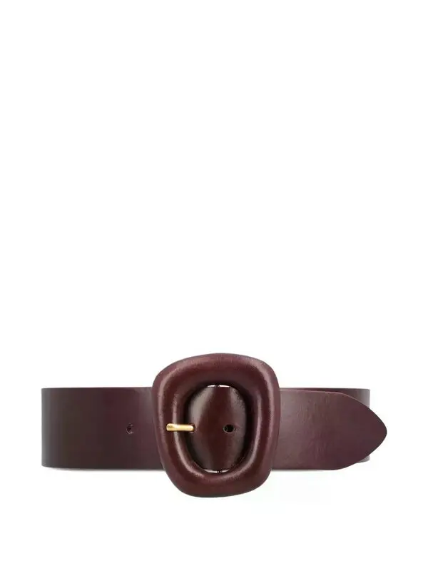 Saint Laurent Sculpted-buckle Leather Belt - Red