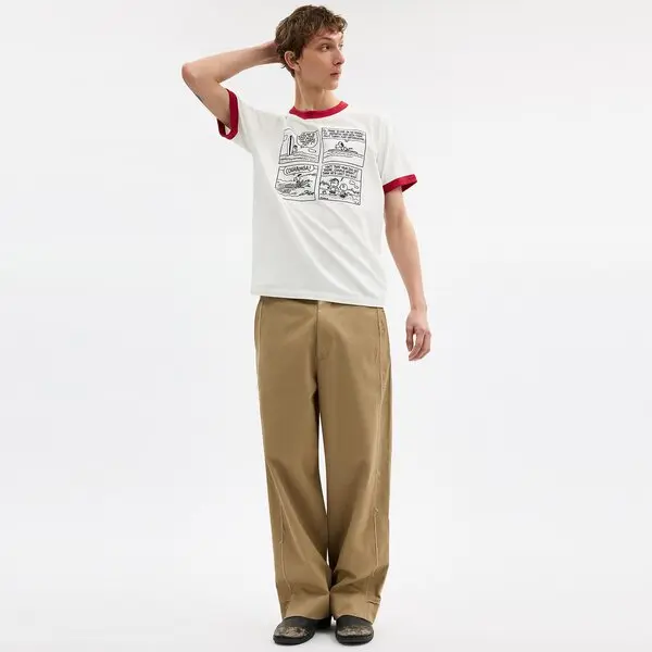 COACH PEANUTS リンガーTシャツ オーガニックコットン 公式】COACH – コーチ | 【COACH X PEANUTS】リンガー Tシャツ