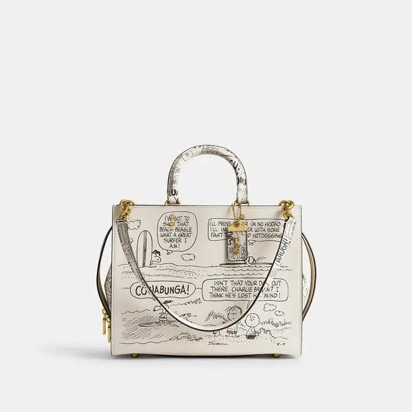 Coach X Peanuts Rogue Printed Bag Brass/Chalk Multi Editorialist