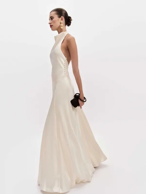 REFORMATION Roy Satin Gown - Ivory