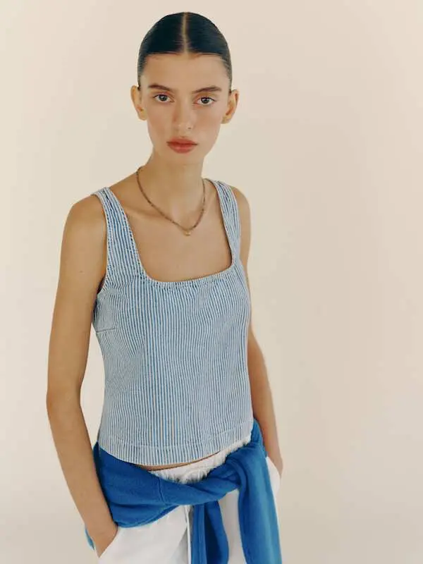 REFORMATION Kaia Denim Top
