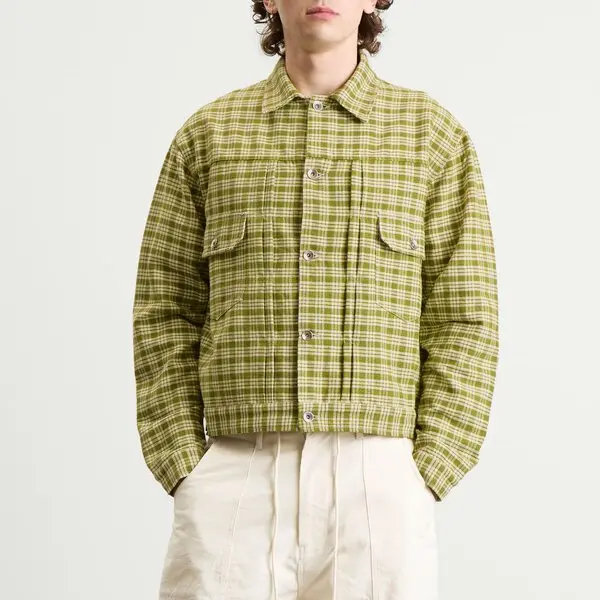 STORY MFG. Sundae Handloom Jacket - Moss Check Handloom