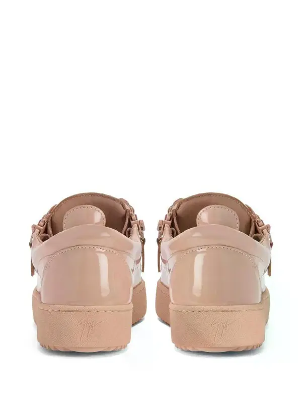 GIUSEPPE ZANOTTI Gail Patent-leather Zip-detail Sneakers - Neutrals