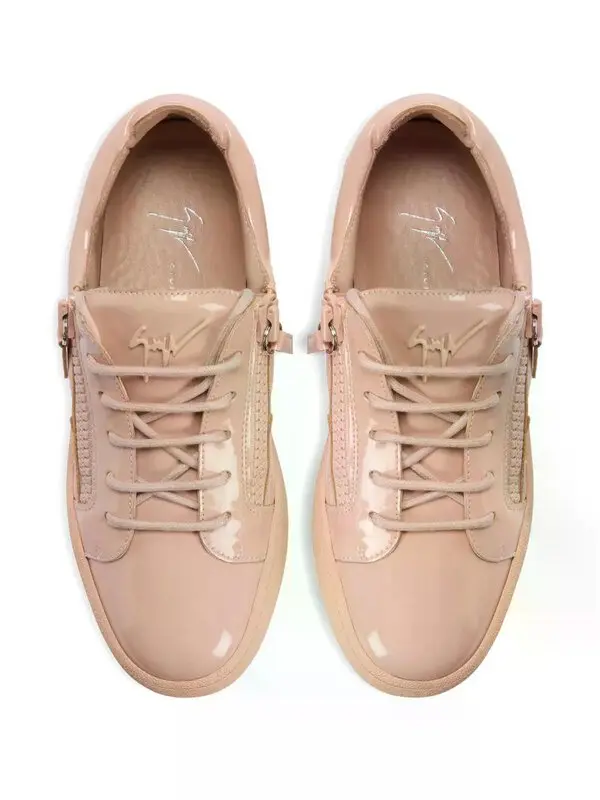 GIUSEPPE ZANOTTI Gail Patent-leather Zip-detail Sneakers - Neutrals