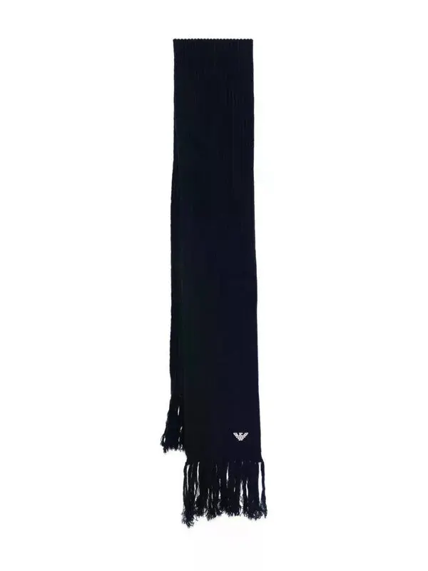 Emporio Armani Ribbed-knit Fringed Scarf - Blue