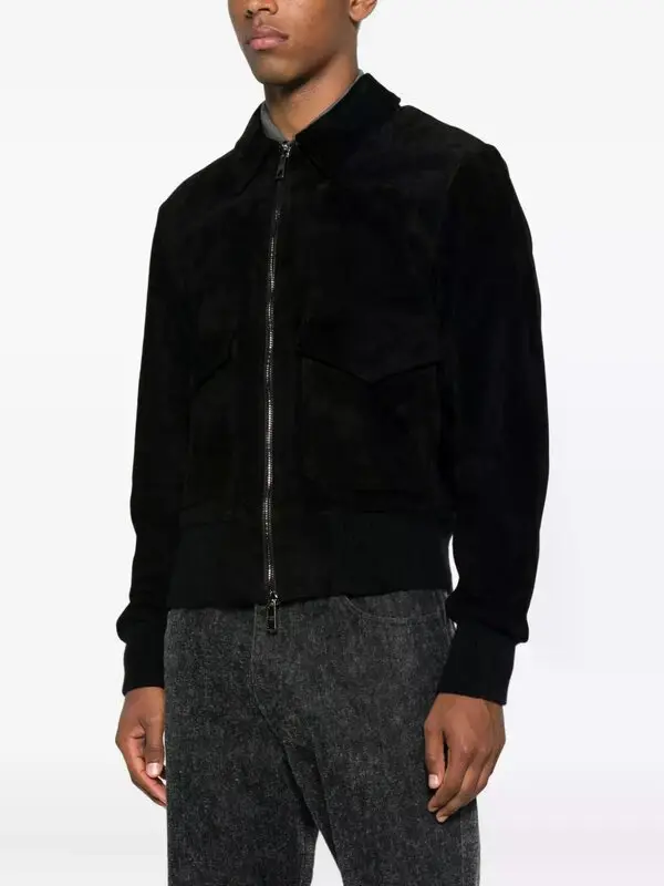 GIORGIO BRATO Flap-pocket Zip-front Suede Jacket