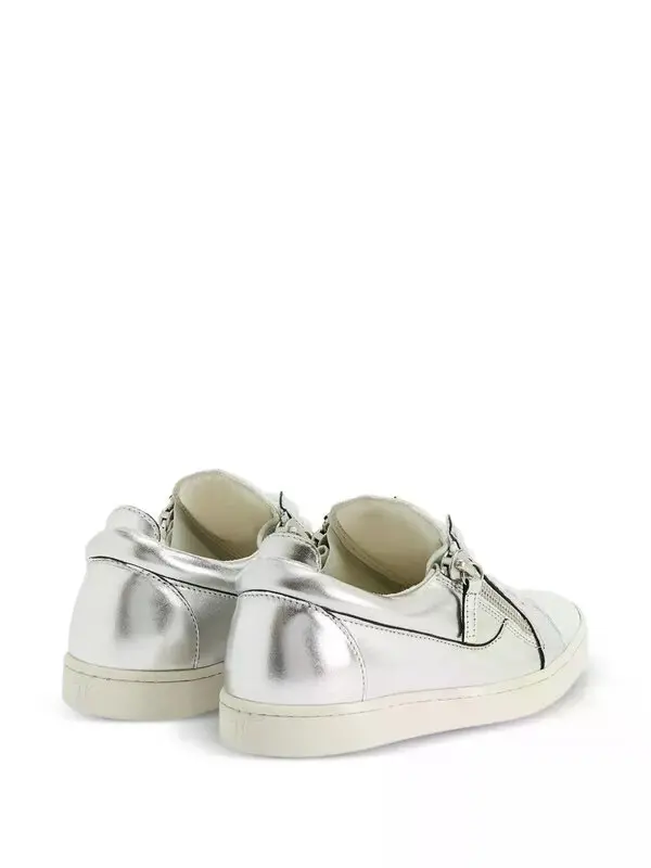 GIUSEPPE ZANOTTI Nicki Metallic Leather Sneakers - Grey