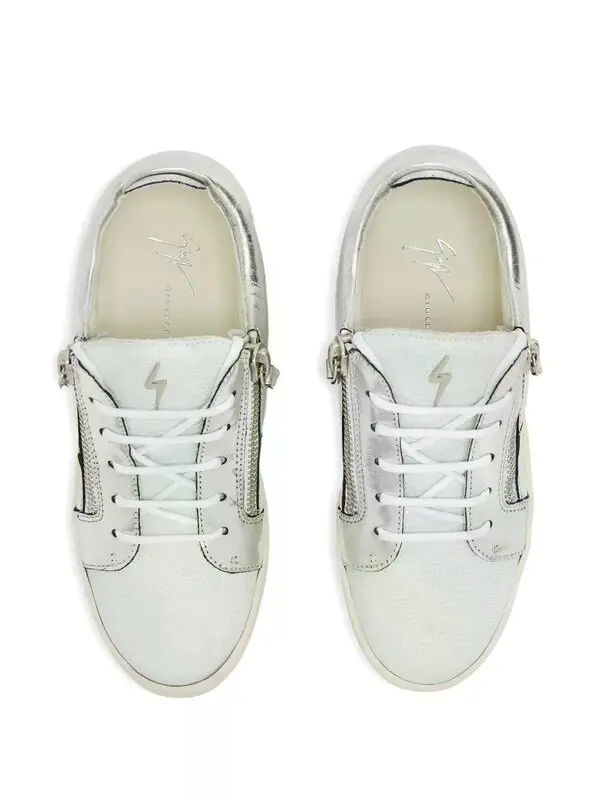 GIUSEPPE ZANOTTI Nicki Metallic Leather Sneakers - Grey