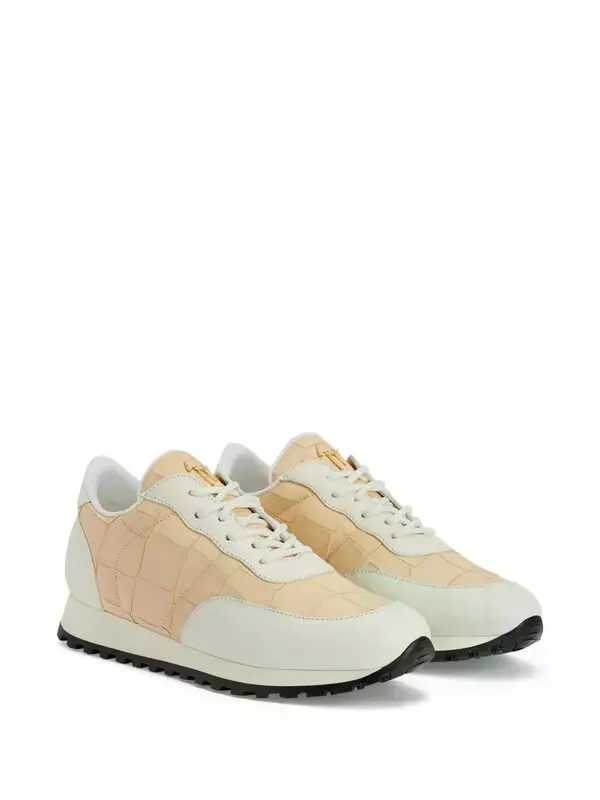 GIUSEPPE ZANOTTI Jimi Crocodile-effect Leather Sneakers - Neutrals