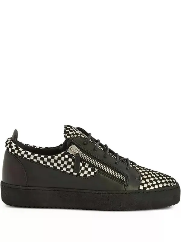 GIUSEPPE ZANOTTI Frankie Checked Leather Sneakers - Black
