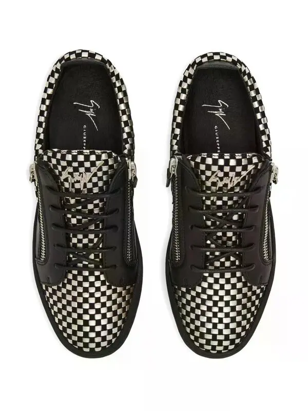 GIUSEPPE ZANOTTI Frankie Checked Leather Sneakers - Black