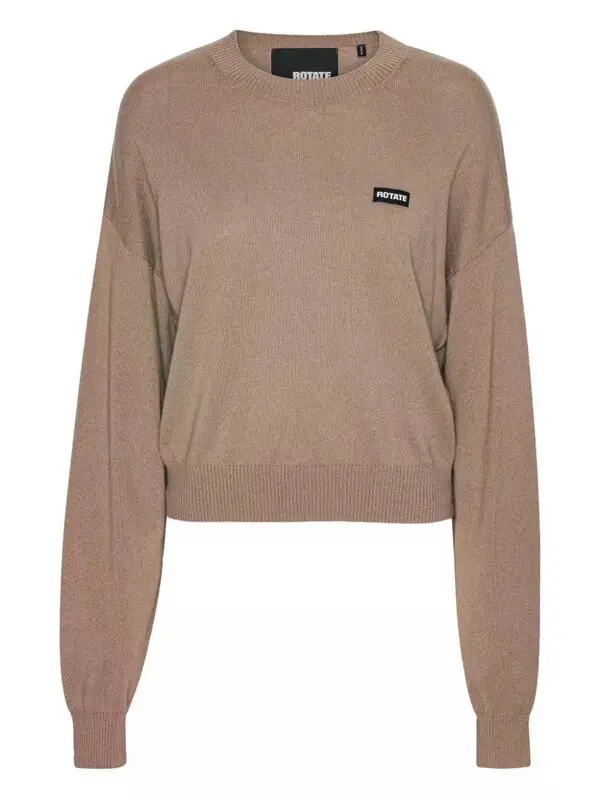 ROTATE BY BIRGER CHRISTENSEN Crew-neck Merino-cashmere Sweater - Brown