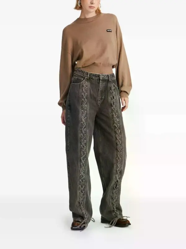 ROTATE BY BIRGER CHRISTENSEN Crew-neck Merino-cashmere Sweater - Brown