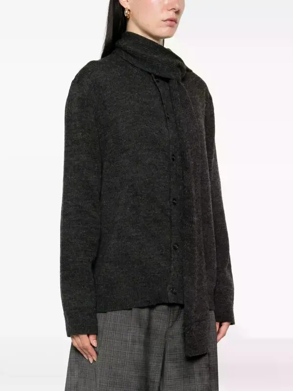 MAISON MARGIELA Buttoned Tie-neck Cardigan - Grey