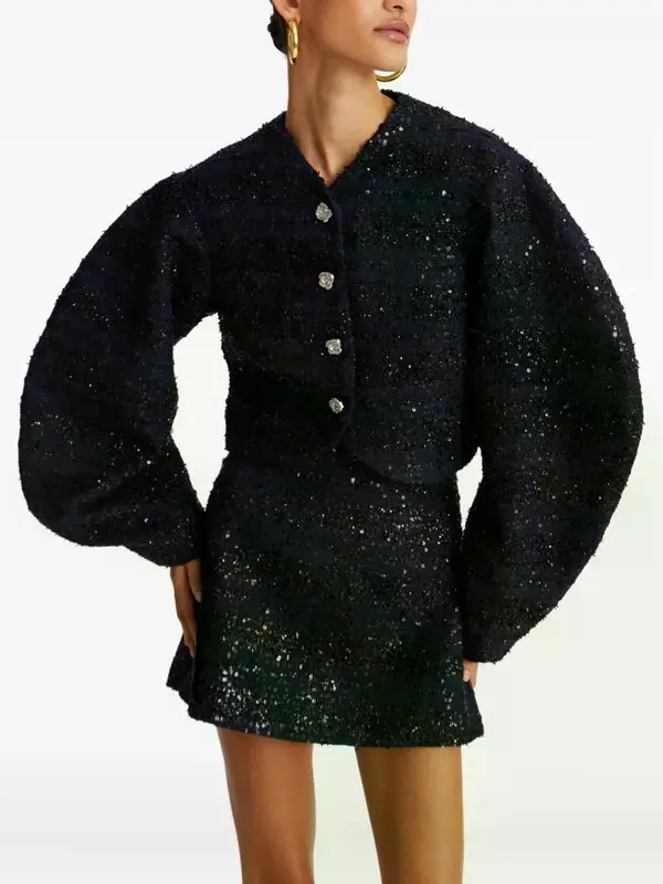ROTATE BY BIRGER CHRISTENSEN Sequin-embellished Puff-sleeve Jacket
