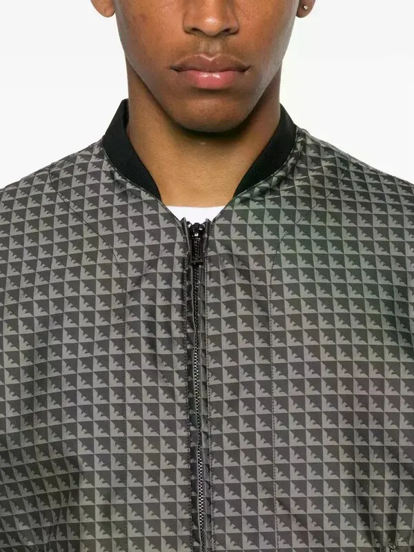 Emporio Armani Eagle-pattern Bomber Jacket - Grey