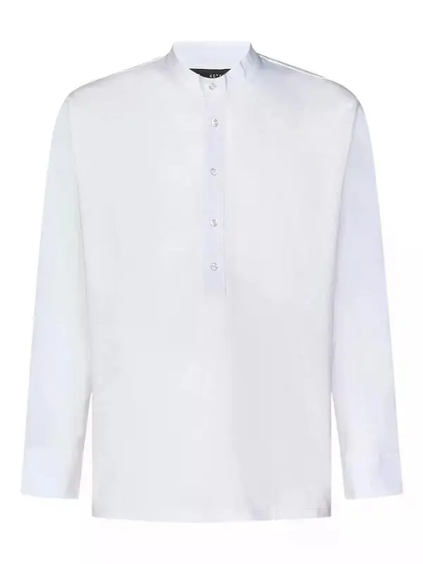 LOW BRAND Button-placket Long-sleeved T-shirt
