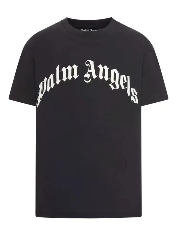 Palm Angels Curved Logo T-shirt - Black
