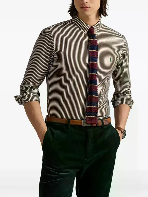 Polo Ralph Lauren Striped Poplin Shirt - Brown