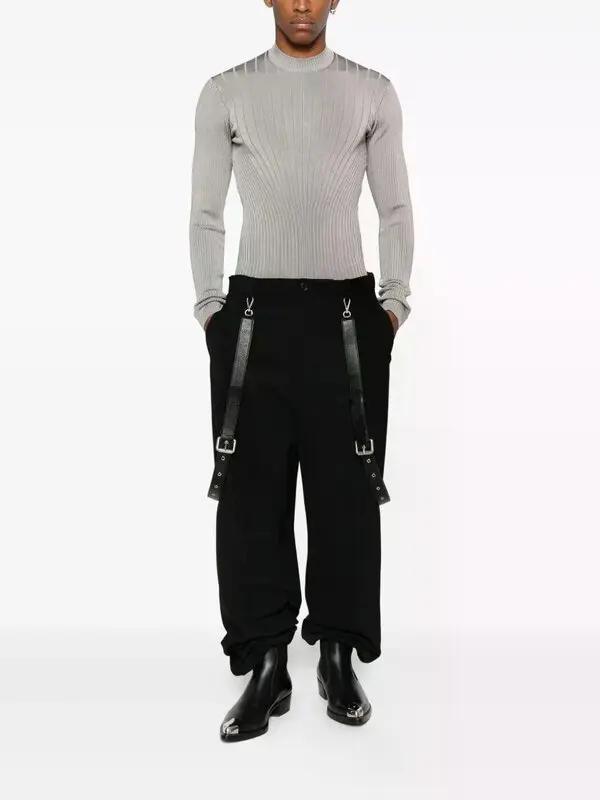 MUGLER Ribbed High-neck Sweater - Grey