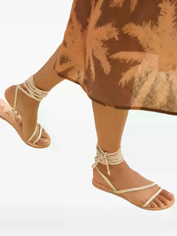 Manebí Braided Leather Lace-up Sandals