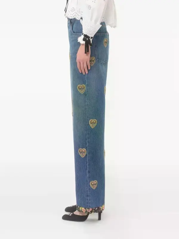 Valentino Garavani Heart-embossed Straight Leg Jeans