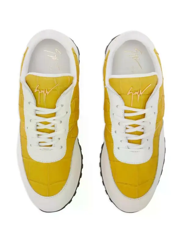 GIUSEPPE ZANOTTI Jimi Crocodile-effect Leather Sneakers - Yellow