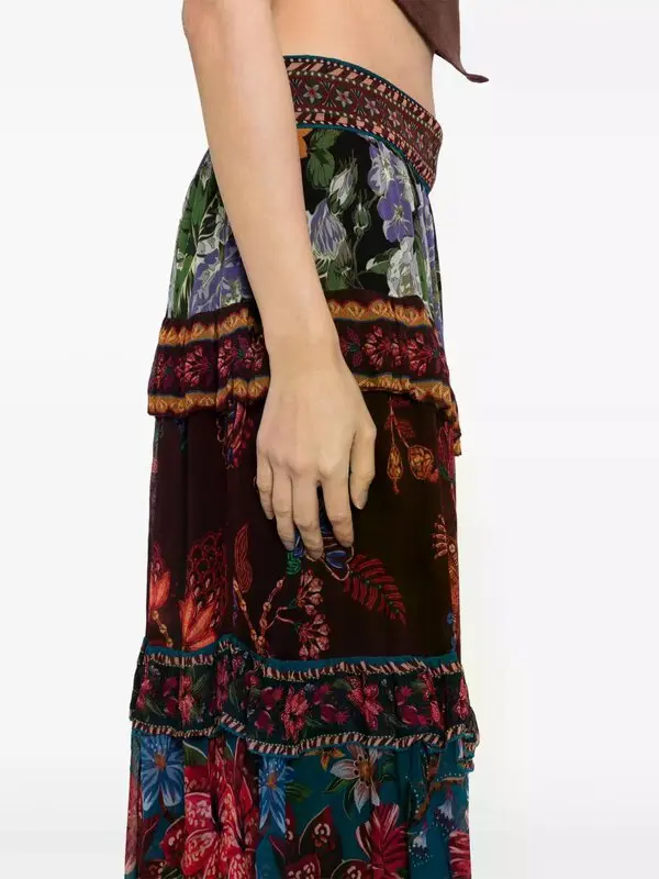Farm Rio Floral-print Ruffle Skirt - Neutrals
