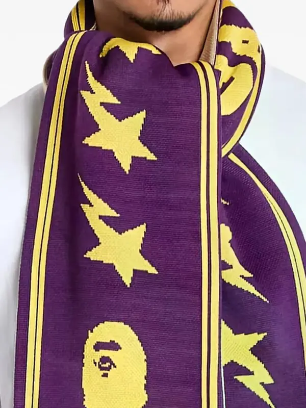 A BATHING APE Star-logo Jacquard Scarf - Purple