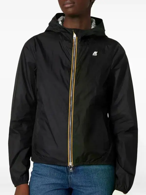 K-WAY Hooded Zip-front Jacket - Black
