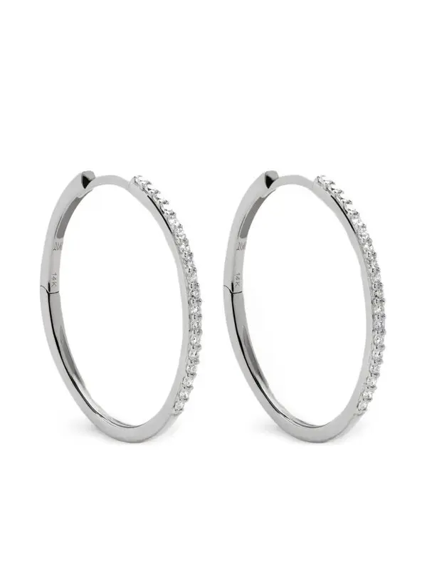 Monica Vinader 14k White Gold Diamond Hoop Earrings - Silver