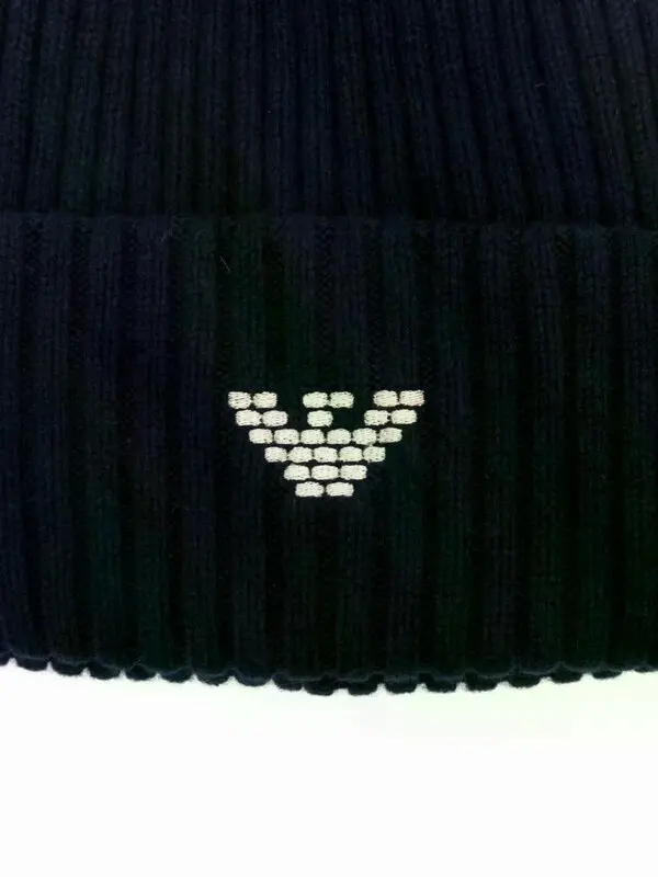 Emporio Armani Logo-embroidered Ribbed Beanie