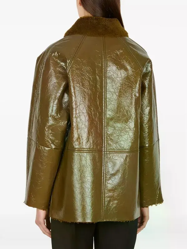 KASSL EDITIONS Patent Leather Shearling-collar Jacket