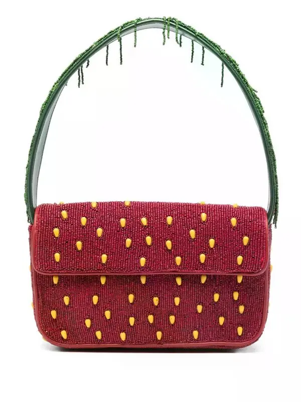 Staud Tommy Beaded Strawberry-motif Shoulder Bag - Red