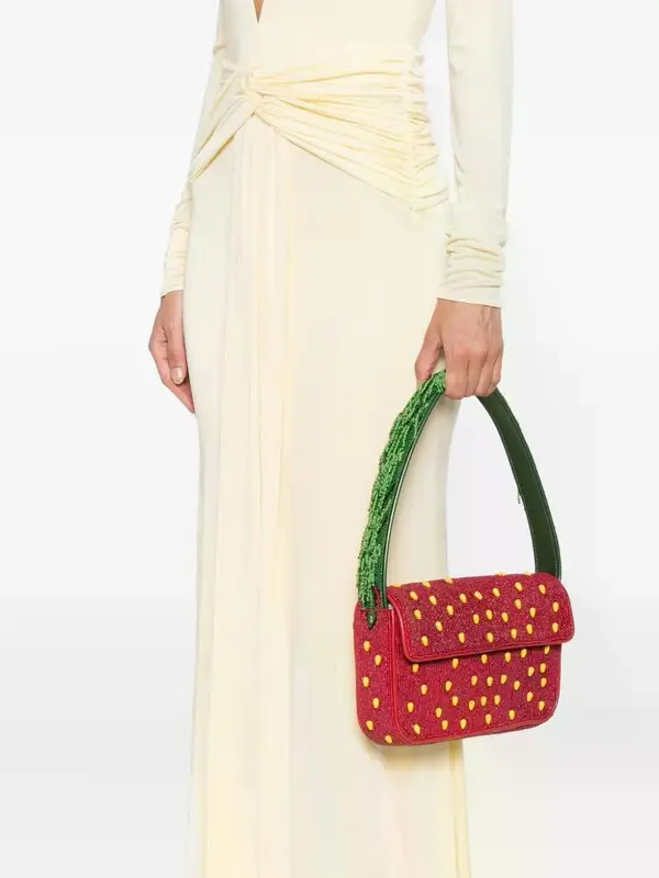 Staud Tommy Beaded Strawberry-motif Shoulder Bag - Red