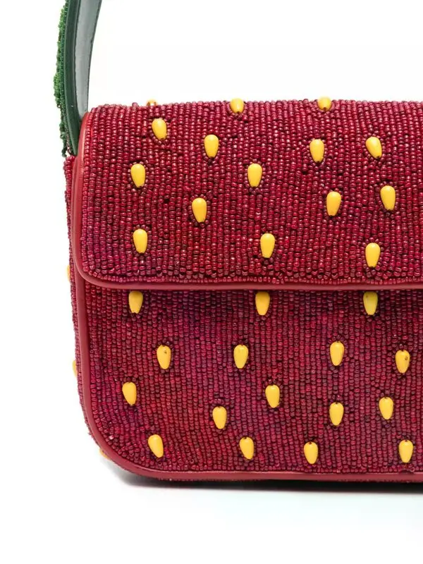 Staud Tommy Beaded Strawberry-motif Shoulder Bag - Red