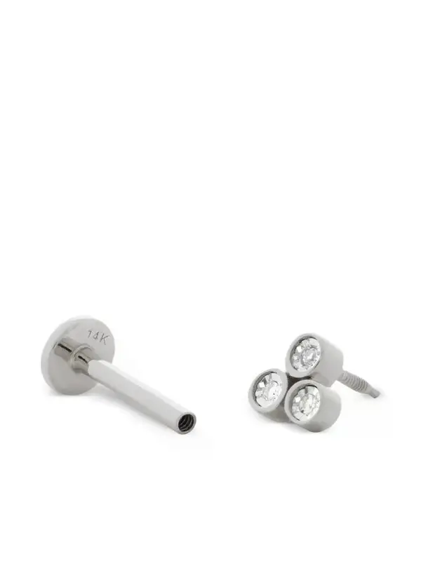 Monica Vinader 14k White Gold Diamond Cluster Single Earring