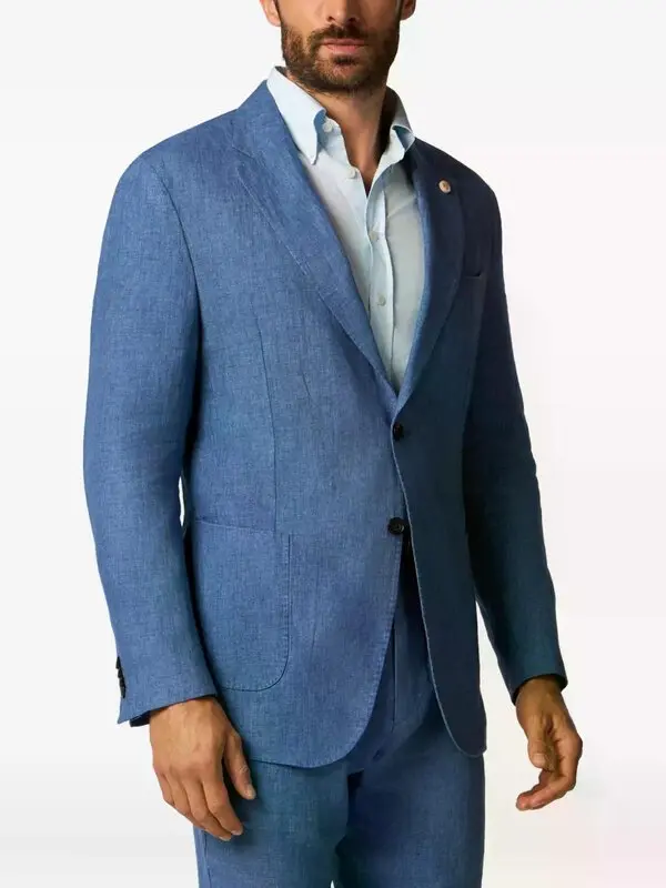 Brooks Brothers Single-breasted Linen Blazer - Blue