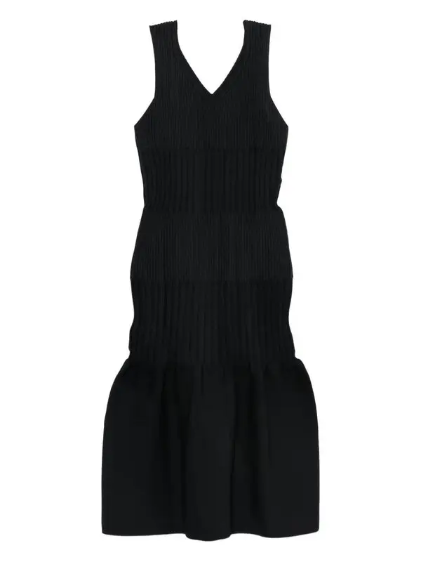 CFCL Ribbed V-neck Midi Dress - Black