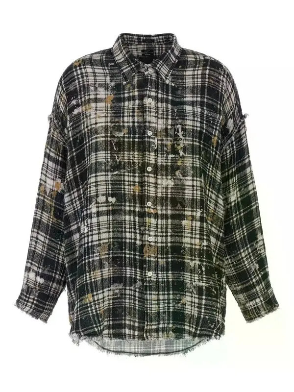 R13 Frayed Plaid Shirt