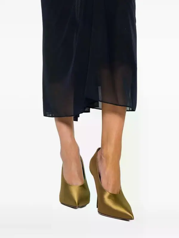 MUGLER Ruched Mesh Midi Skirt - Blue