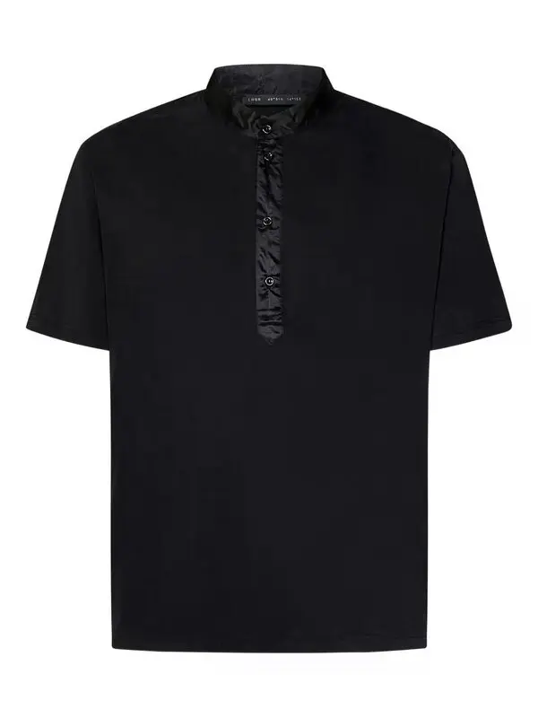 LOW BRAND Band-collar Short-sleeve Polo Shirt