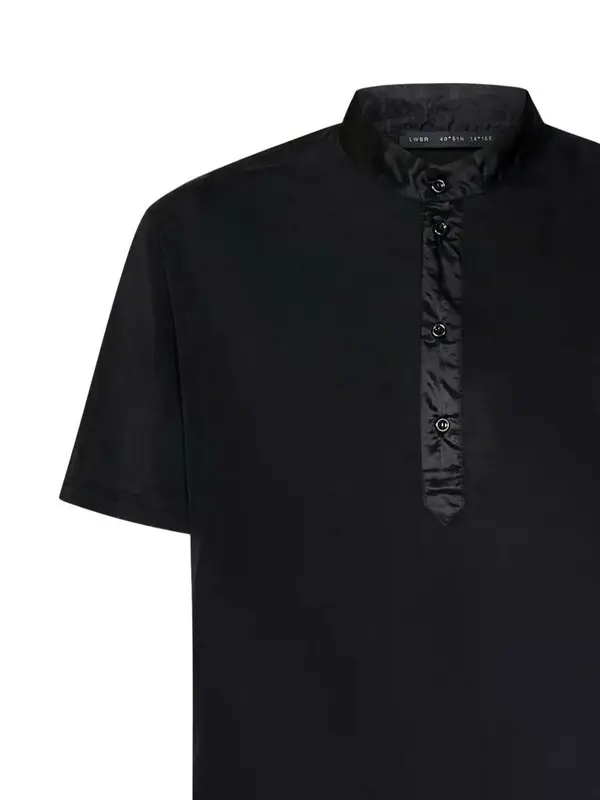 LOW BRAND Band-collar Short-sleeve Polo Shirt