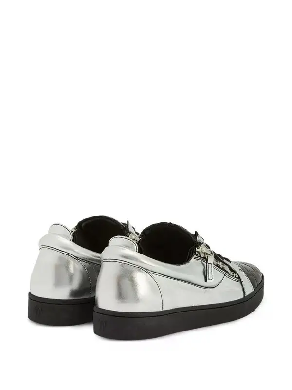 GIUSEPPE ZANOTTI Frankie Metallic Crocodile-effect Sneakers - Grey