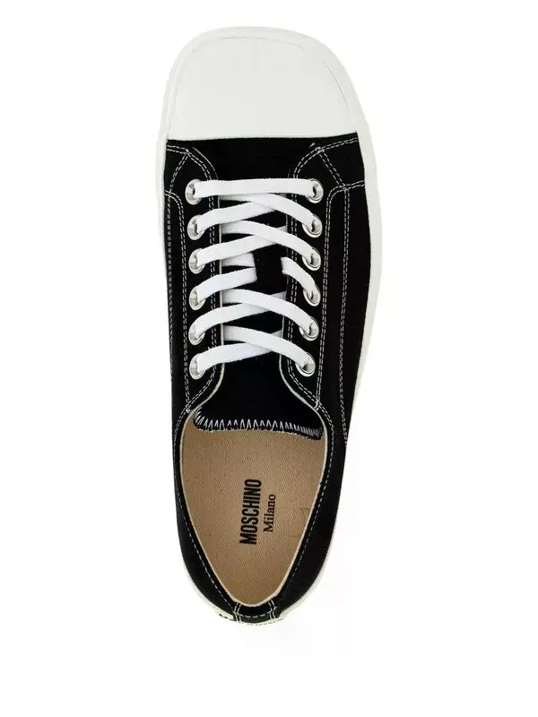 Moschino Edge Contrast-stitch Canvas Trainers - Black