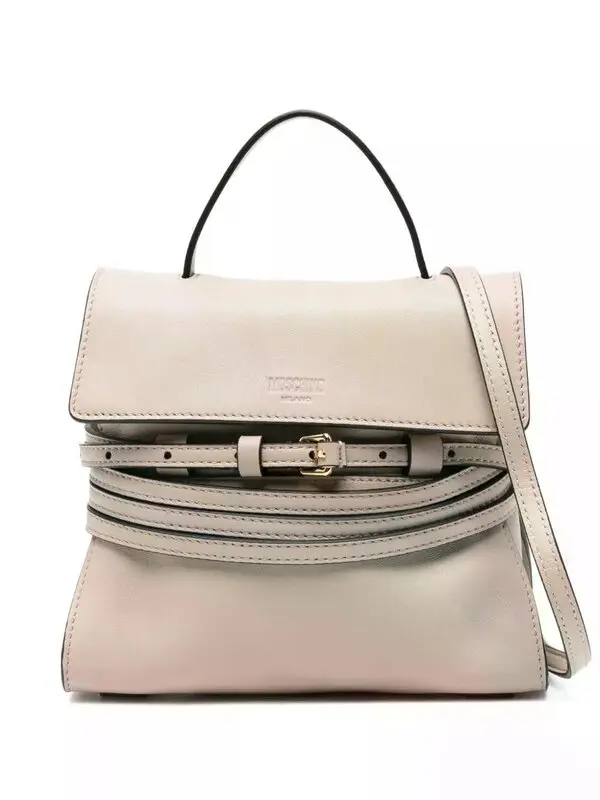 Moschino Flap-buckle Leather Bag - Grey