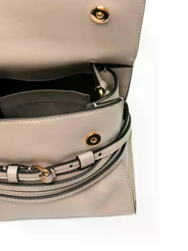 Moschino Flap-buckle Leather Bag - Grey