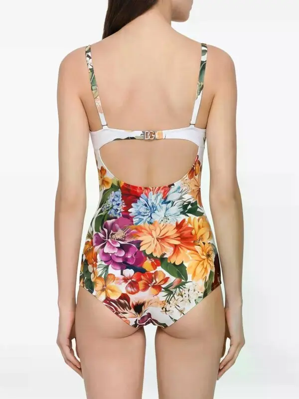 Dolce & Gabbana Floral-print One-piece Swimsuit - Red
