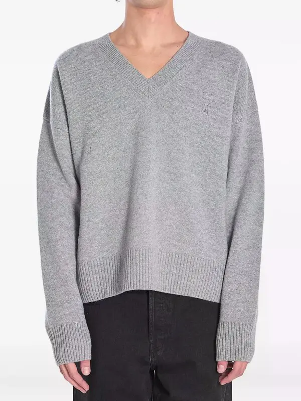 AMI Paris V-neck Ribbed Sweater