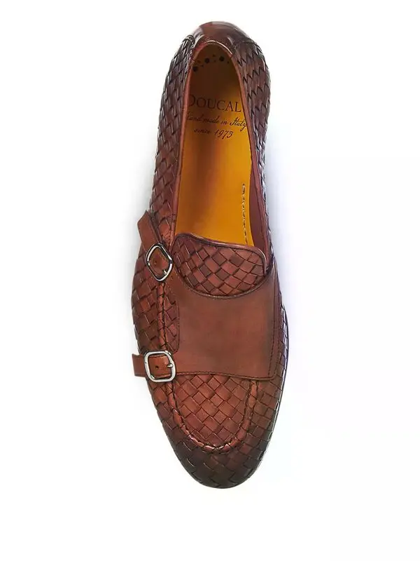 DOUCAL'S Woven Leather Monk Shoes